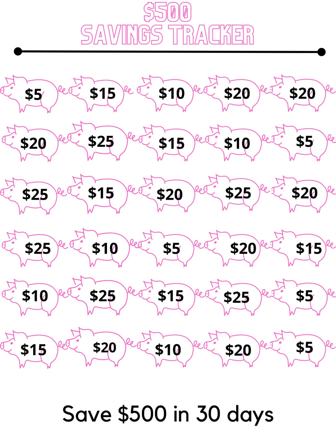 500 Savings Tracker Savings Challenge Instant Download - Etsy