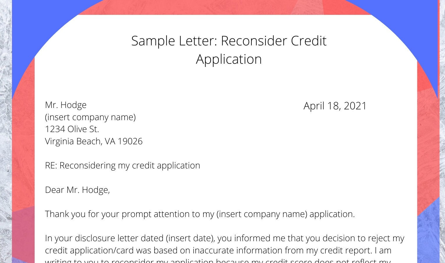 Template: Reconsideration Credit Application Letter - Etsy Template: Reconsideration Credit Application Letter - Etsy