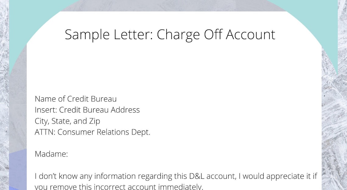 Template Letter: Charge off Account Credit Repair Instant Download ...