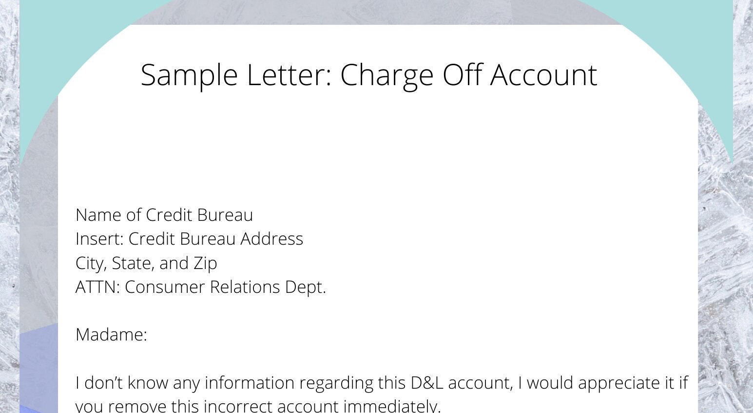 Template Letter: Charge off Account Credit Repair Instant Download ...