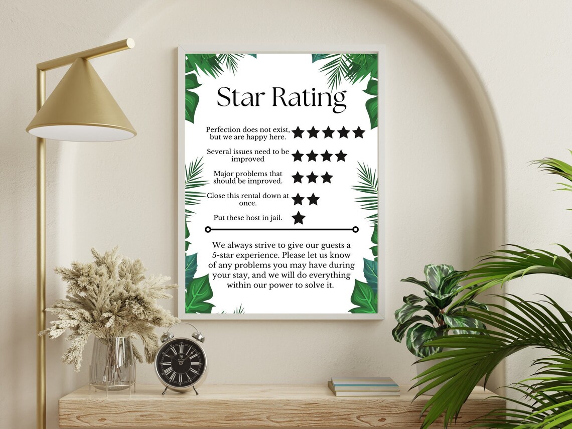 Airbnb 5 Star Review Template Modern Printable Mega Super - Etsy