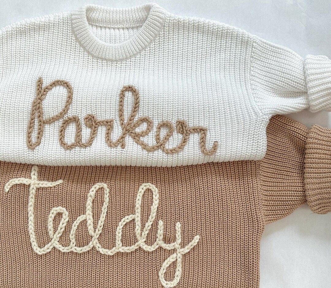Custom Hand-embroidered Baby Name Sweater, Personalized Baby Sweater ...