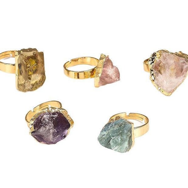 Rough Gemstone Ring - Etsy UK