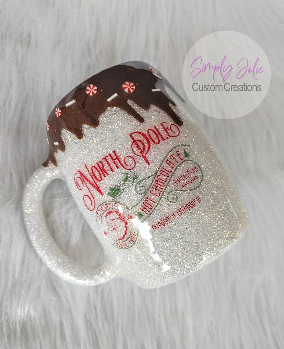 North Pole Hot Chocolate Mug, Christmas Mug, Chocolate Drip Mug ...