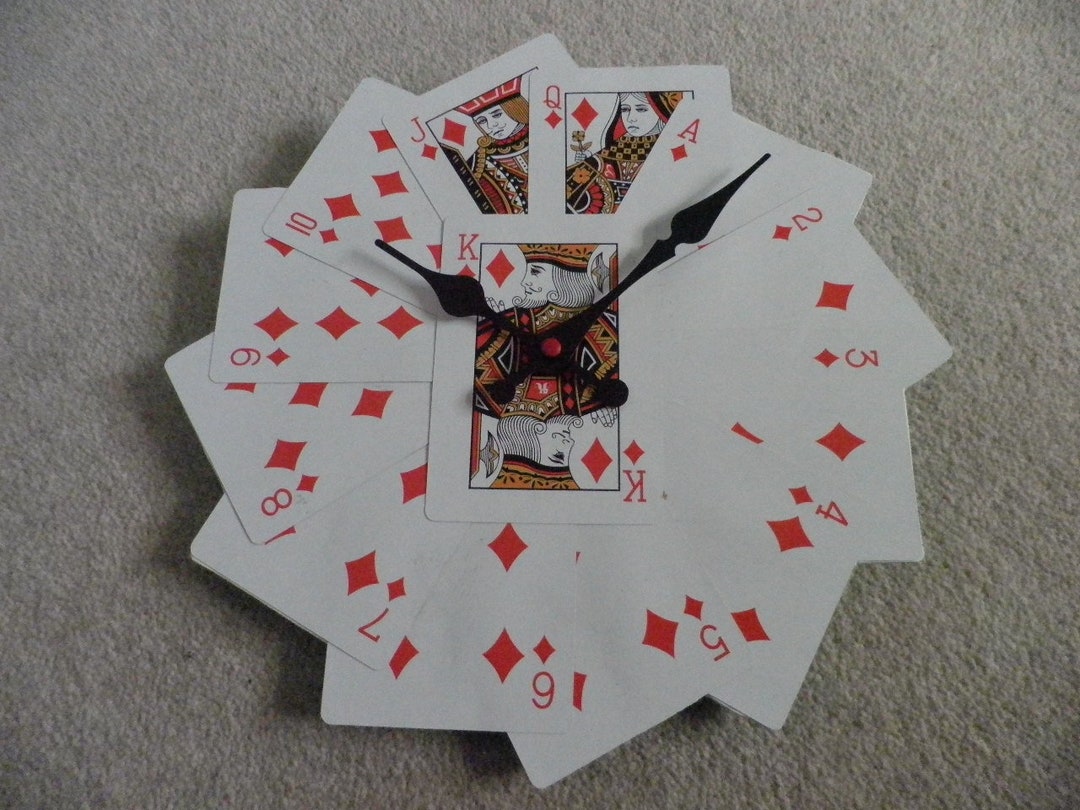Up-cycled Large Playing Card Clock Diamonds 30cm Diameter - Etsy