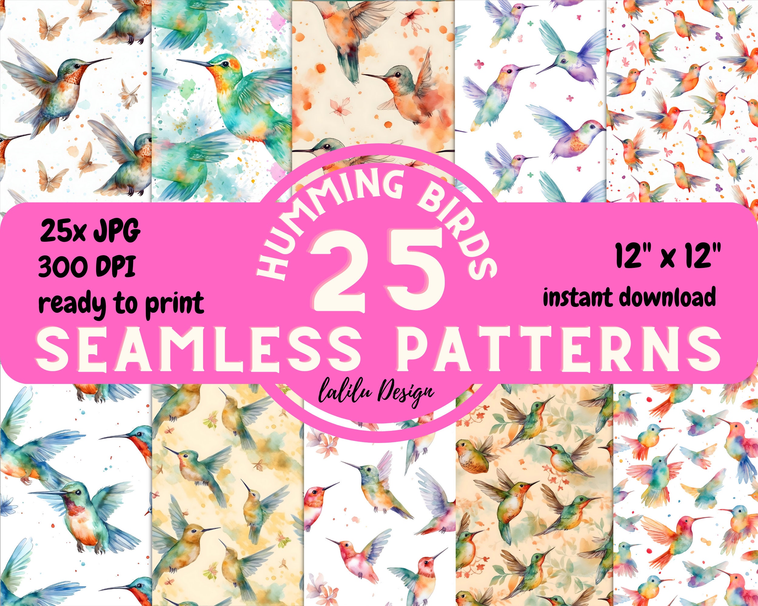 25 Hummingbirds Seamless Pattern Patterns for Instant Printing Private ...