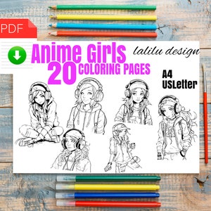 20 Cute Anime Girl Coloring Pages. Perfect for Kids and Teens! Ideal as ...