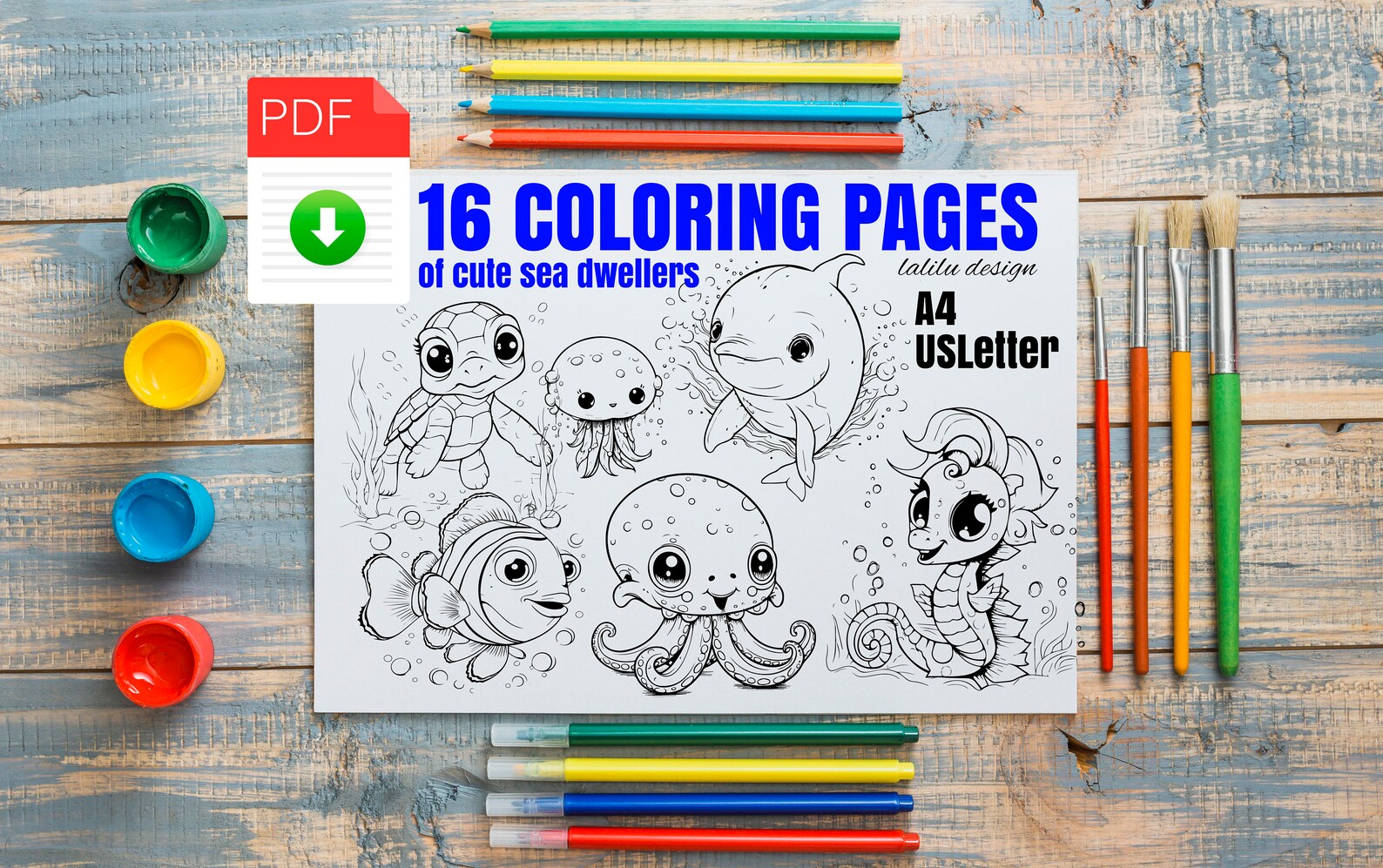 Here Are 16 Cute Sea Animals Coloring Pages. Perfect for Kids! Ideal as ...