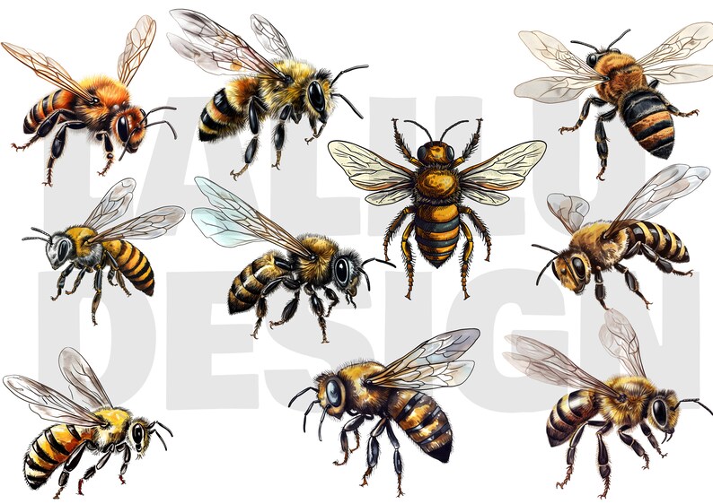 10 Bees Clipart Files PNG/SVG Bundle Commercial Use - Etsy