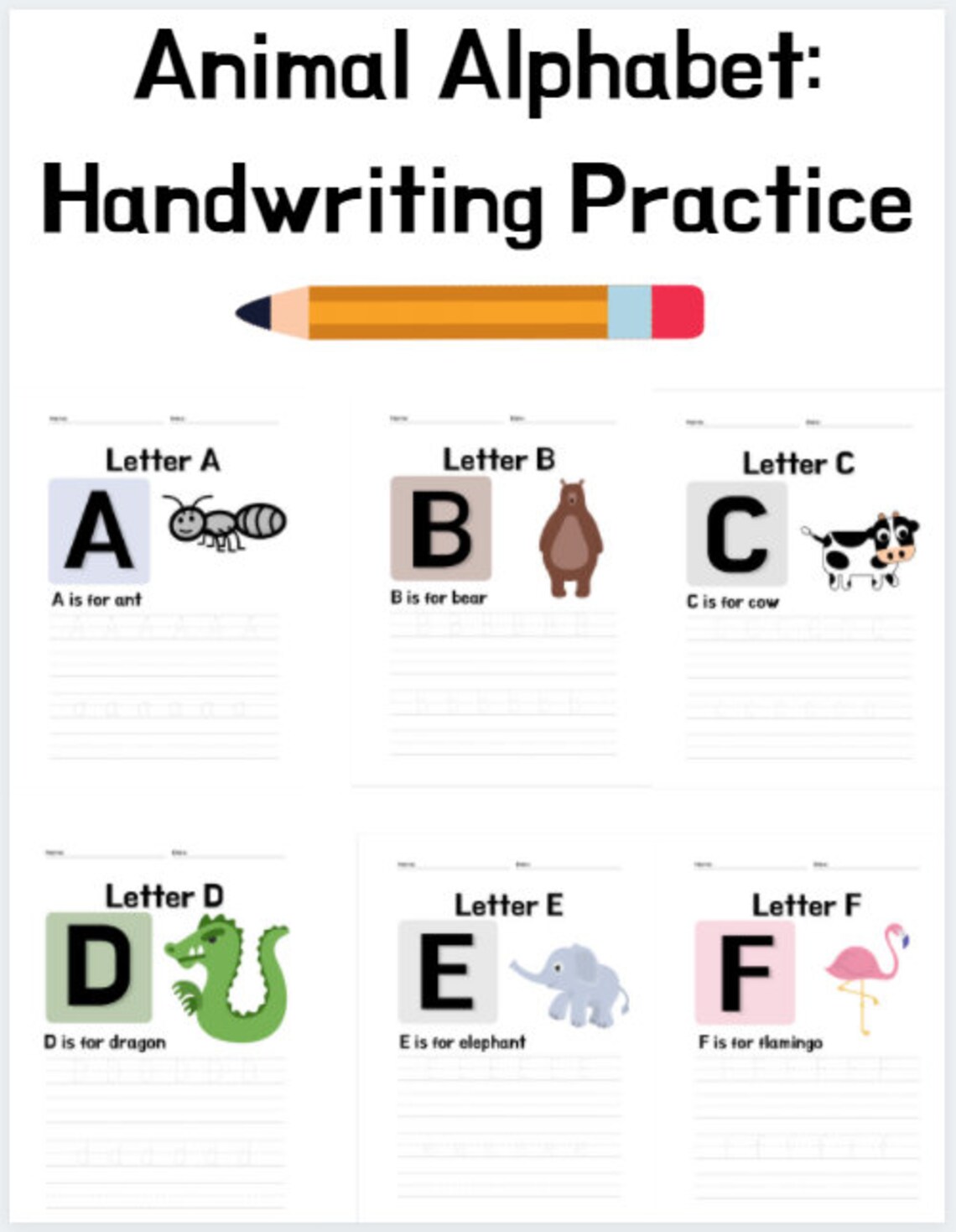 Animal Alphabet: Handwriting Workbook - Etsy