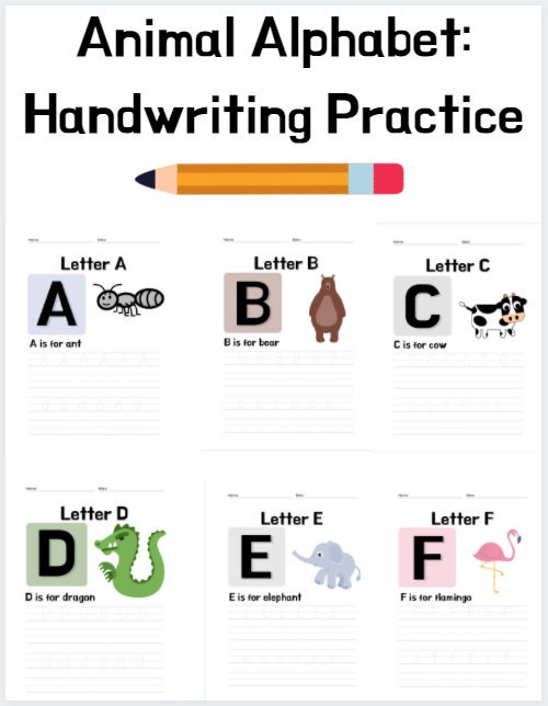 Animal Alphabet: Handwriting Workbook - Etsy