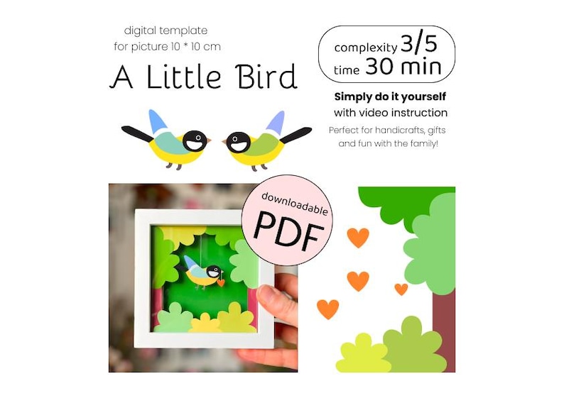 DIY Bird Digital Craft Template | 3D Paper Craft DIY Kit | Downloadable ...