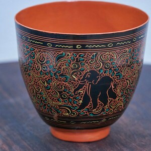 Lacquer Drinking Cup Bowl Vintage Original Lacquerware From Bagan Burma ...