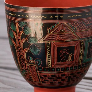 Lacquer Drinking Vintage Cup Bowl Original Lacquerware From Bagan Burma ...
