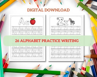 Printable Pre-k Alphabet Tracing Worksheet. Alphabet Practice - Etsy