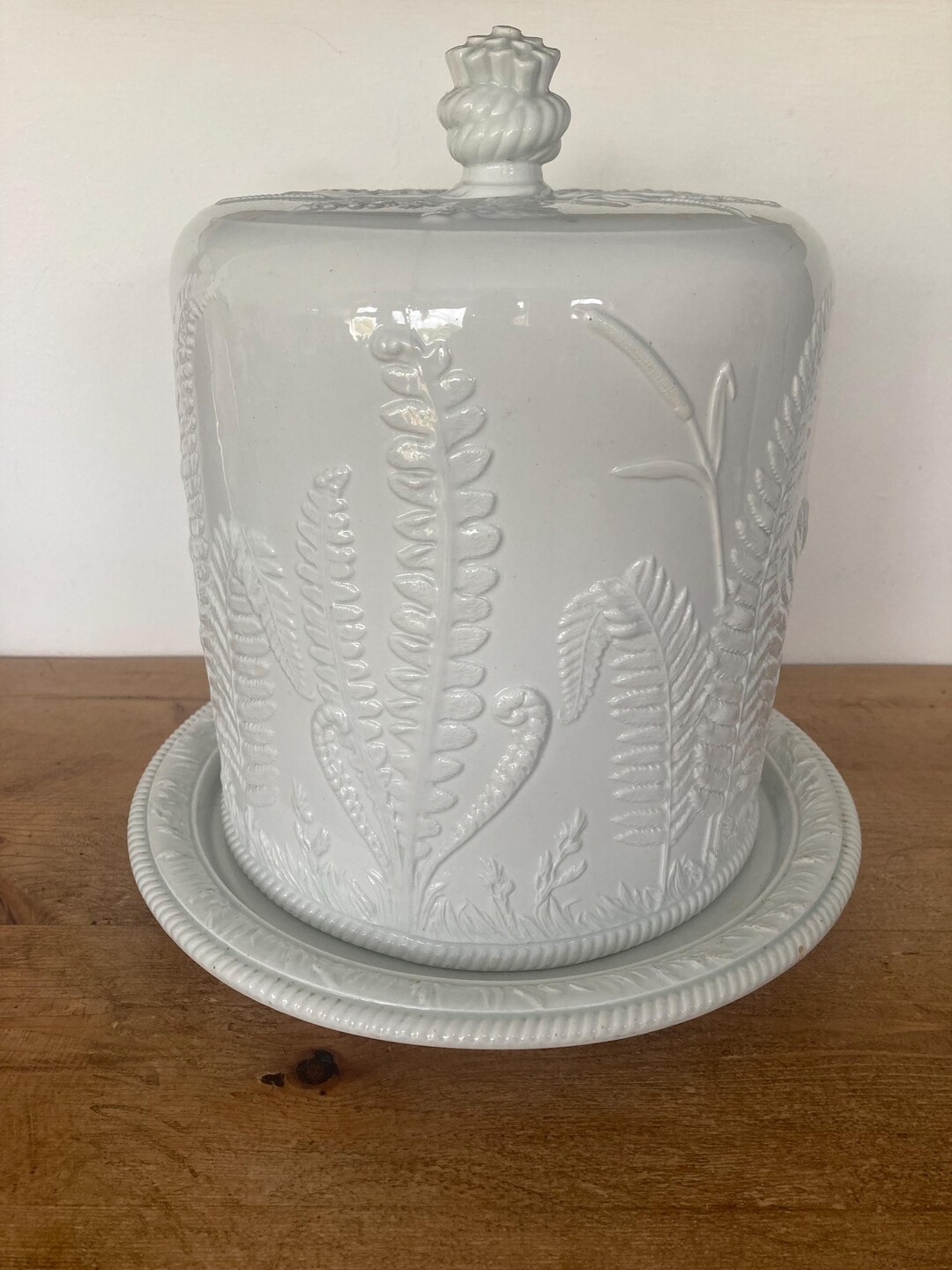 Large White Cheese Dish - Fern Design - Etsy