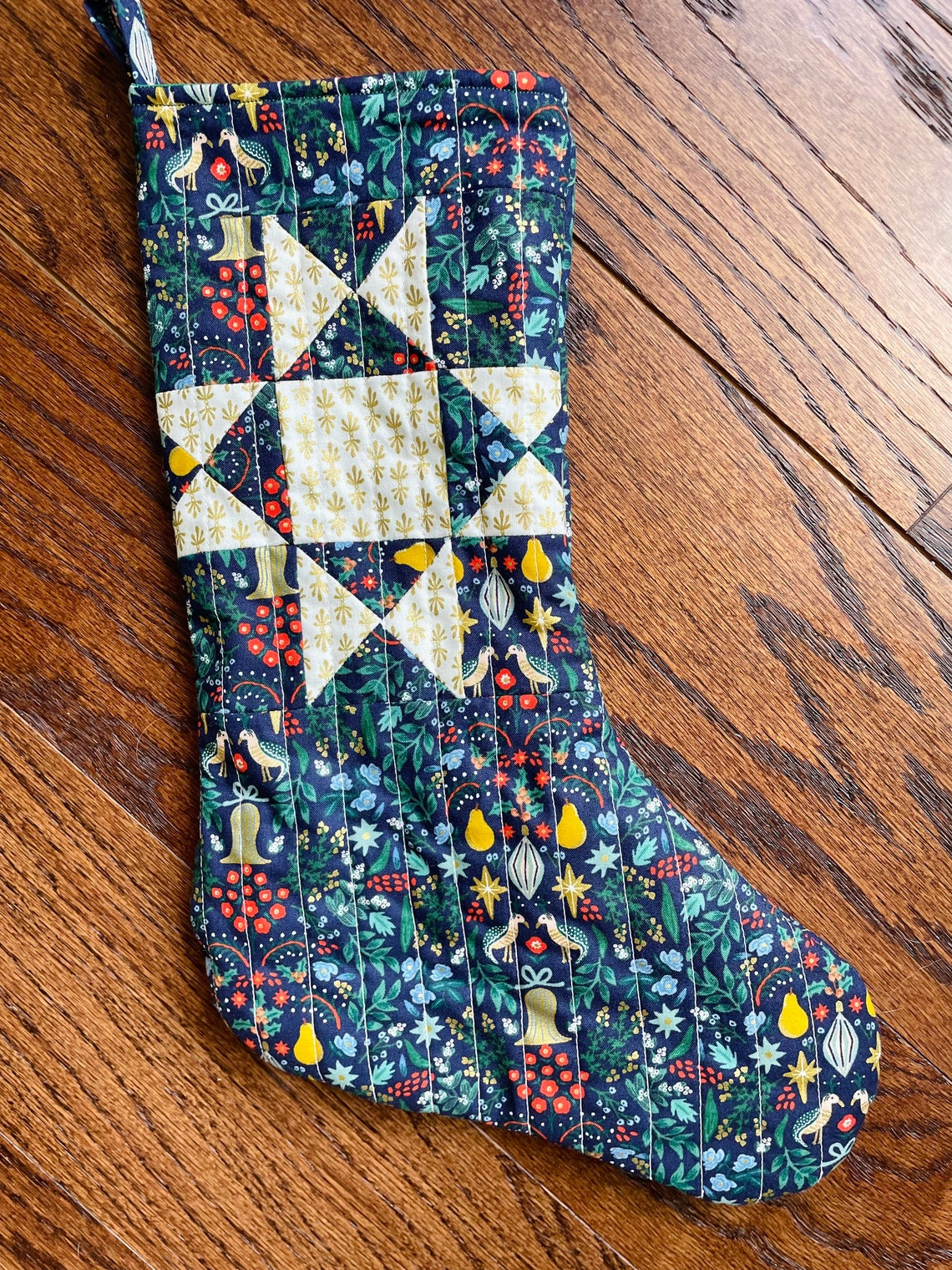 Navy Blue Handmade Rifle Paper Quilted Stocking - Etsy