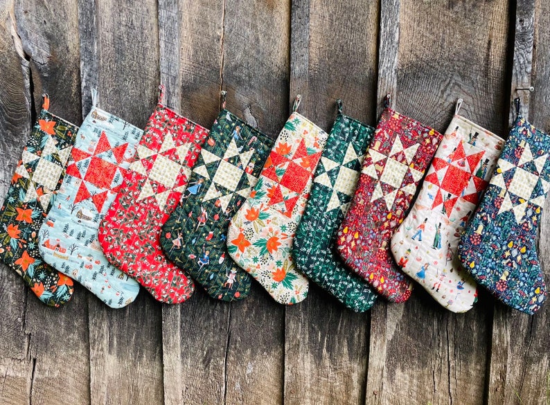 Navy Blue Handmade Rifle Paper Quilted Stocking - Etsy