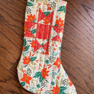 Cream Poinsetta Handmade Quilted Stocking - Etsy