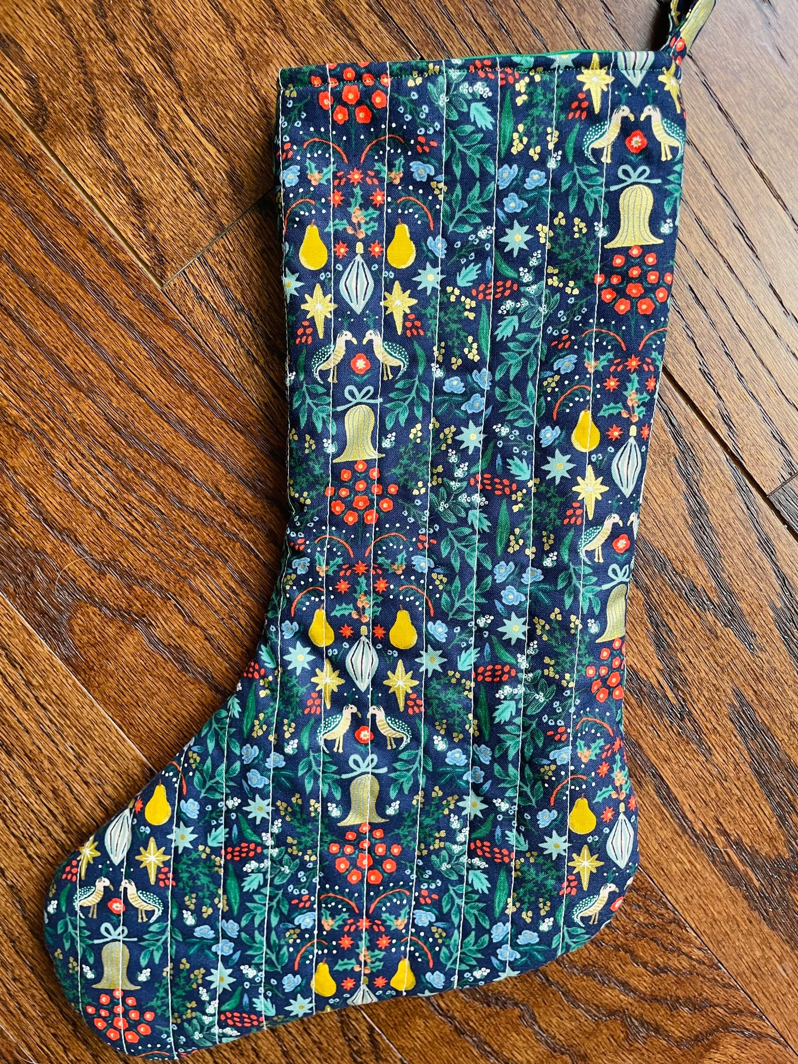 Navy Blue Handmade Rifle Paper Quilted Stocking - Etsy