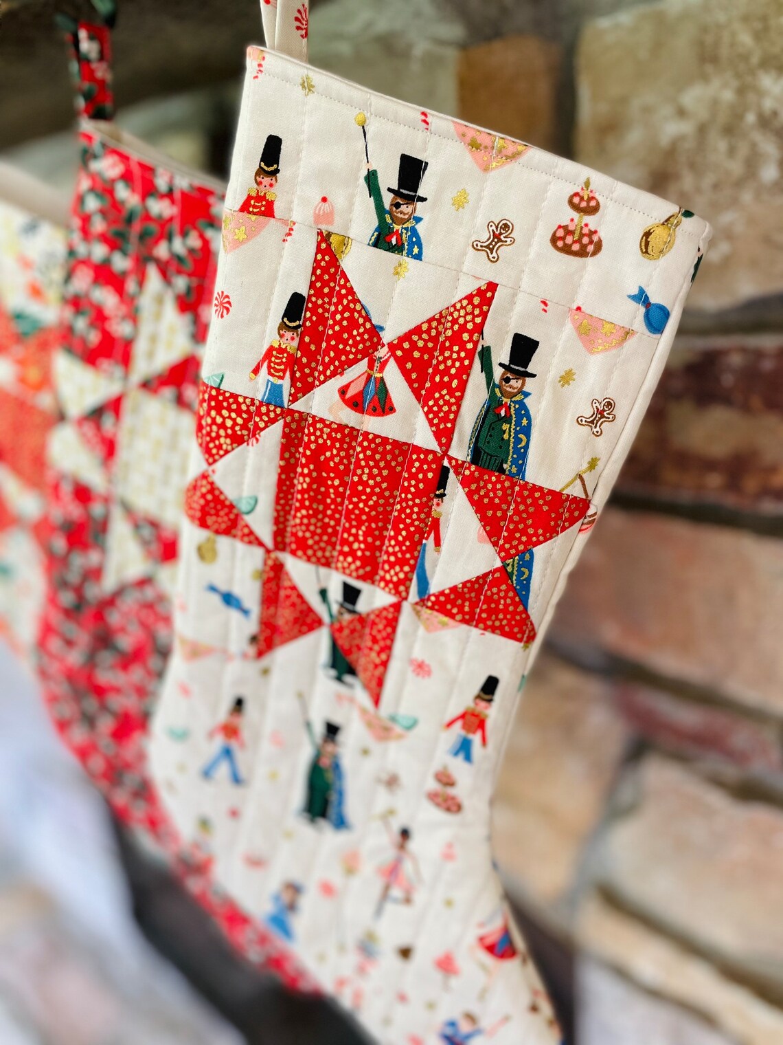 Cream Nutcracker Handmade Quilted Stocking - Etsy