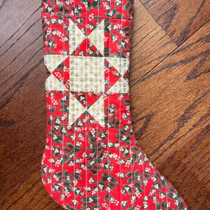 Red Mistletoe Handmade Quilted Stocking - Etsy