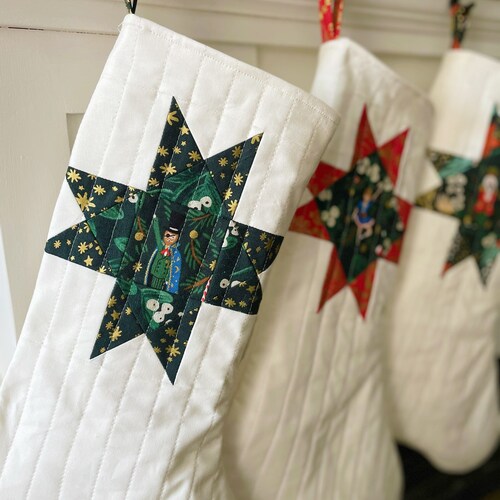 Black Poinsettia Quilted Handmade Stocking - Etsy