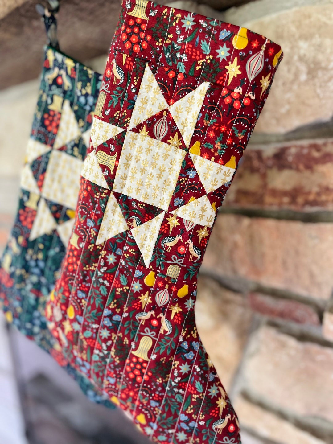 Maroon Handmade Quilted Stocking - Etsy