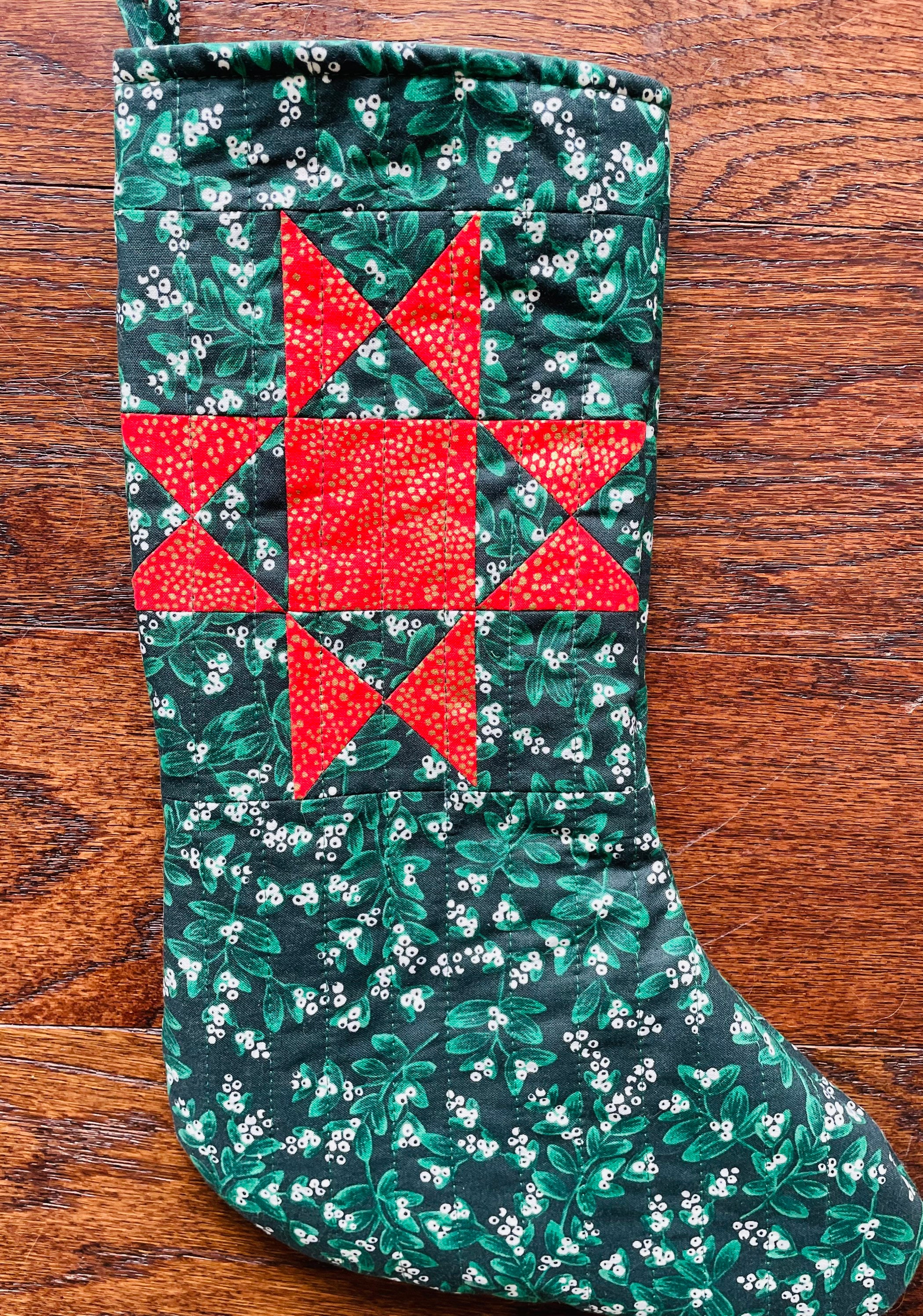 Green Mistletoe Handmade Quilted Stocking - Etsy
