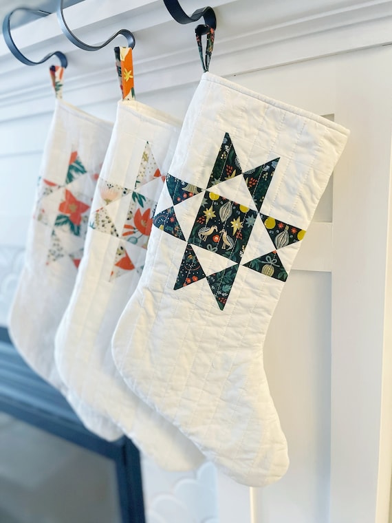 Quilted Navy Blue Rifle Paper Stocking - Etsy