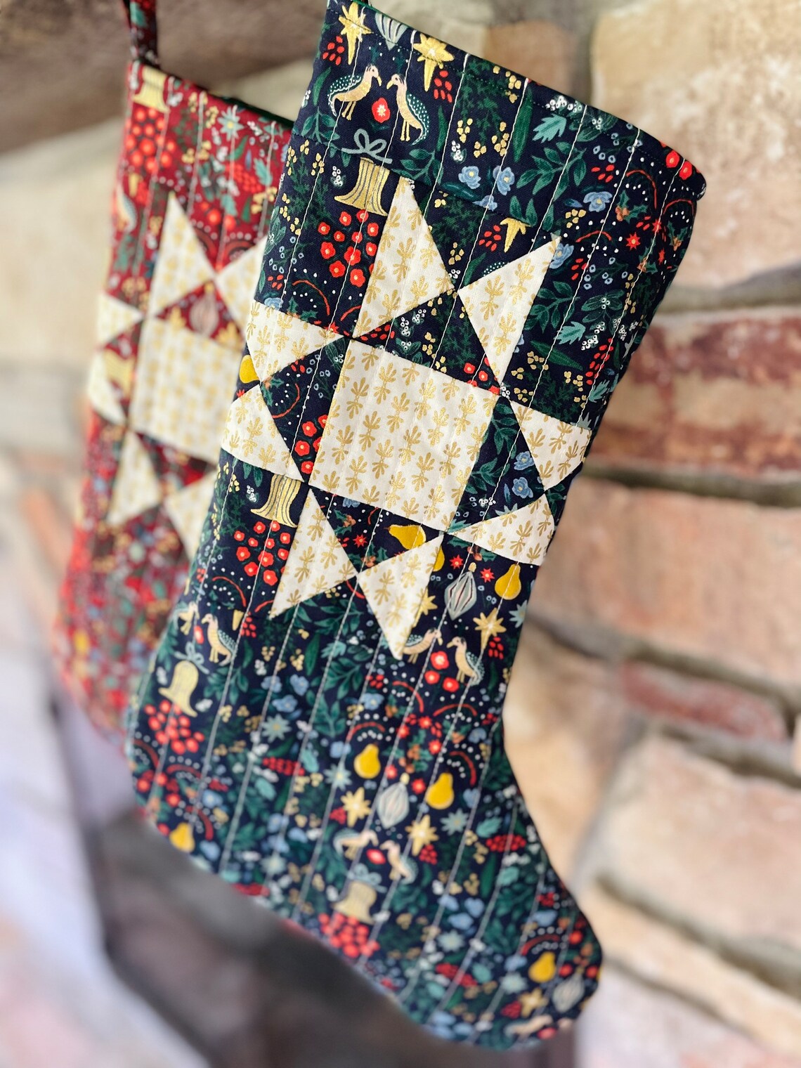 Navy Blue Handmade Rifle Paper Quilted Stocking - Etsy