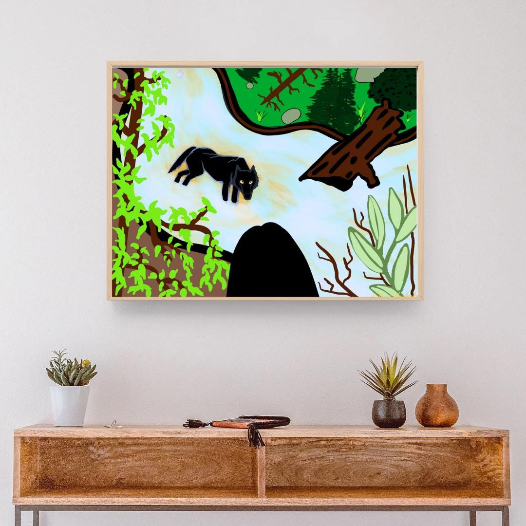 Two Lone Wolves- Art Print - 20"x16" Native American Intuitive Spirit ...