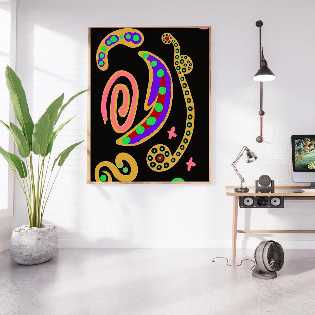 Points of Interest: Abstract Channeled Art- Vibrant-unique (16" X 20 ...