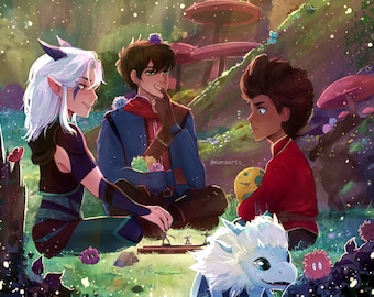 Rayllum Callum and Rayla Fine Art Print the Dragon | Etsy