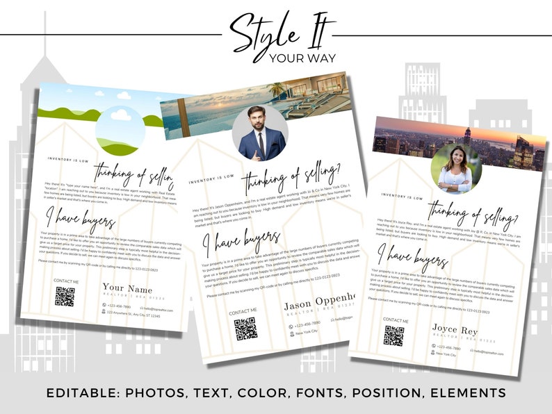 Agent Introduction Letter & Flyer, Real Estate Agent Marketing Canva ...