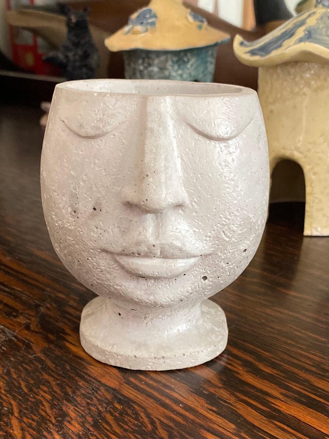 Cement Pots, Cement Planter, Cement Face - Etsy