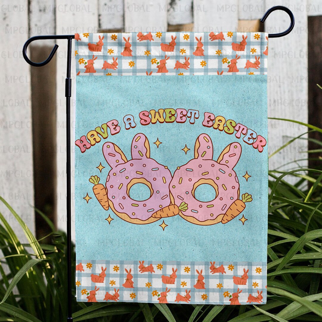 Retro Sweet Easter Donut Flag, Cake Lovers Easter Flag, Bunny Donuts ...