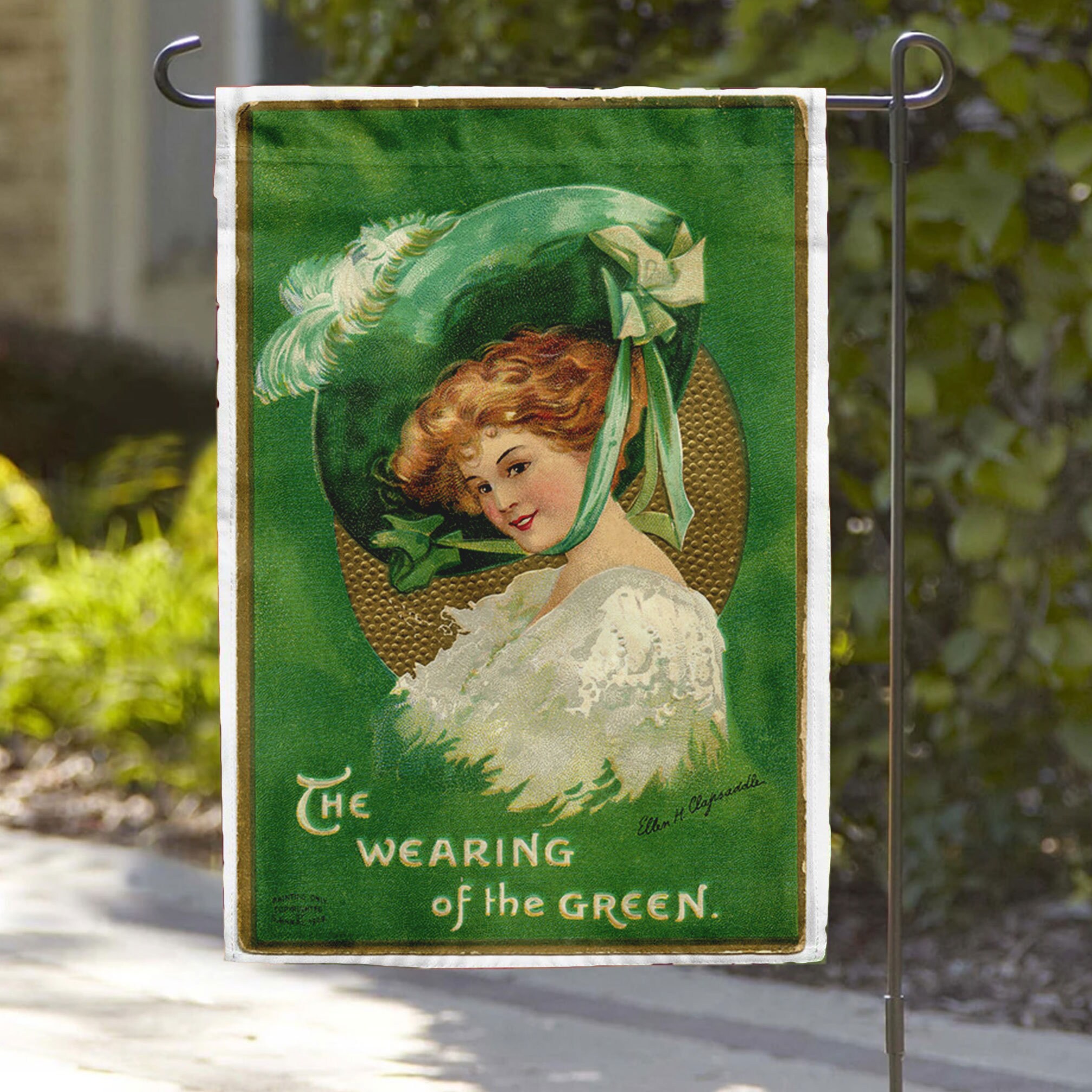 Vintage Wearing Of Green Patrick Flag, Farmhouse Irish Flag, Shamrock ...