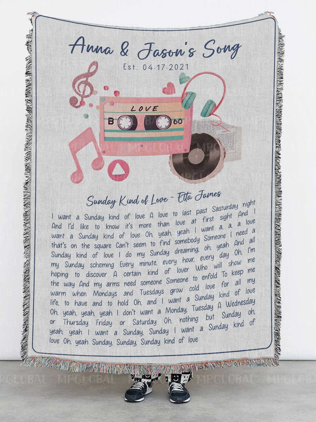 Personalized Wedding Song Lyric Woven Throw, Our Song Couples Blanket ...