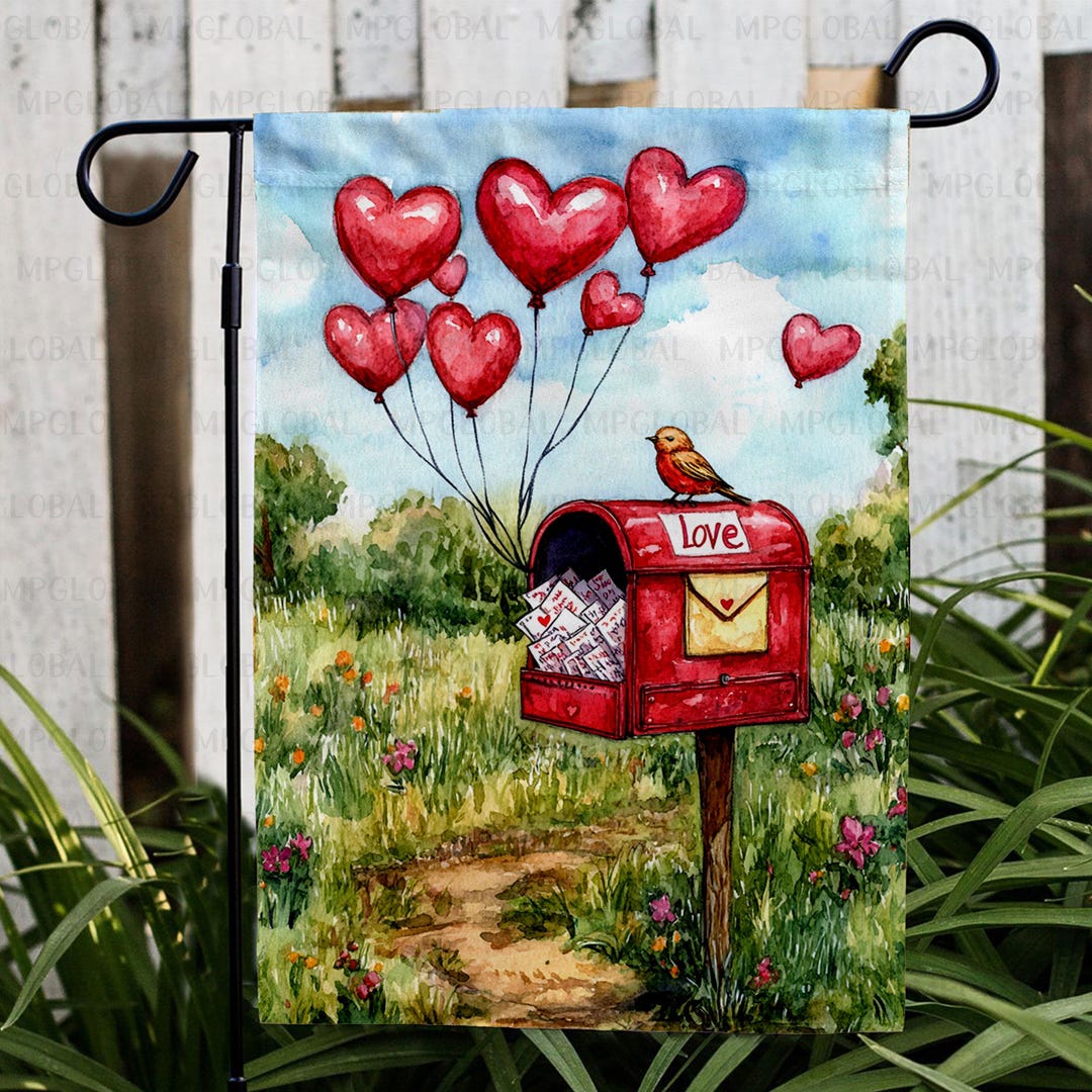 Vintage Valentine Mailbox Flag, Valentines Love Mailbox Flag, Mailbox ...
