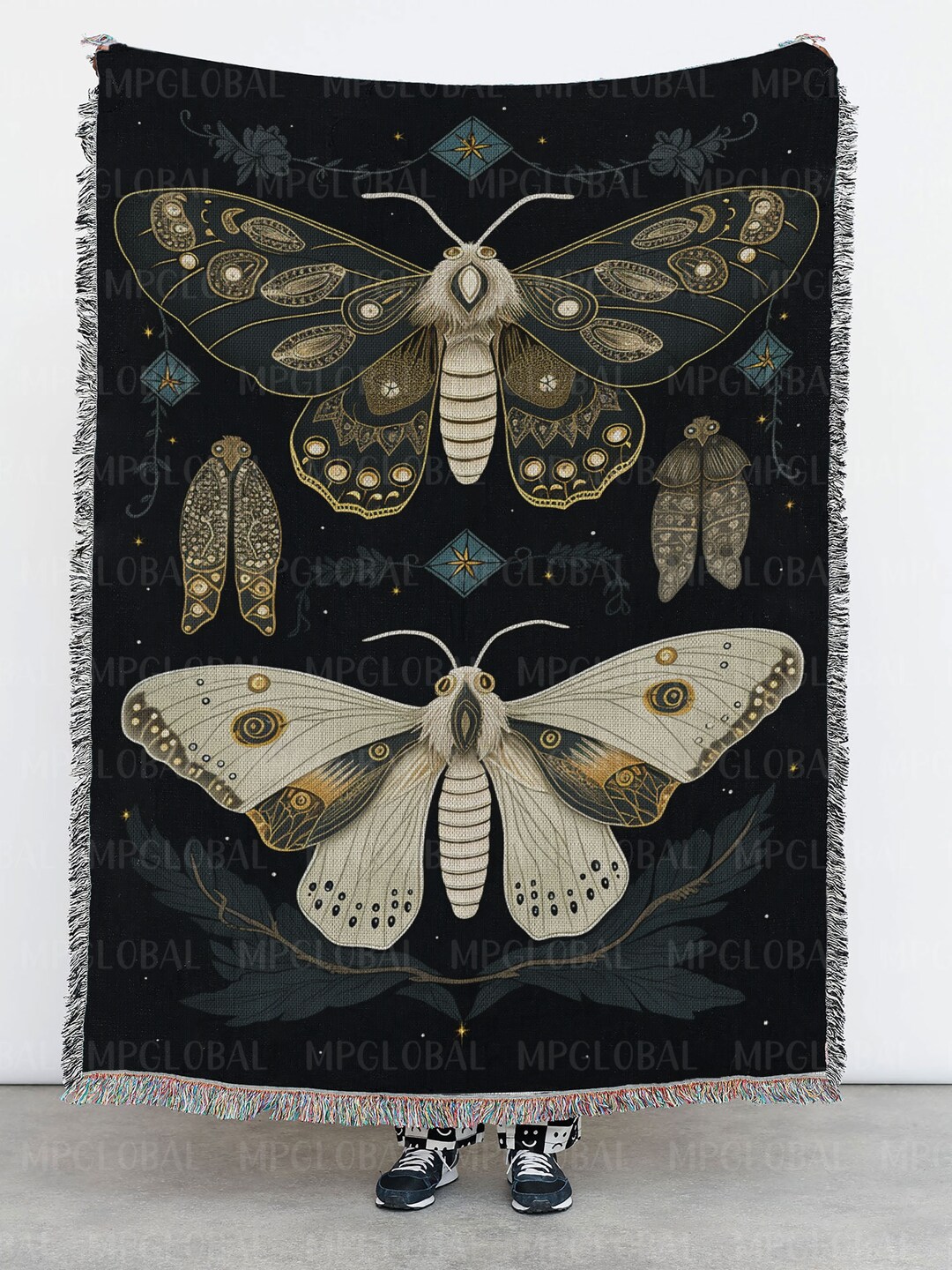 Death Moth Mystical Forest Woven, Gothic Butterfly Indie Blanket ...