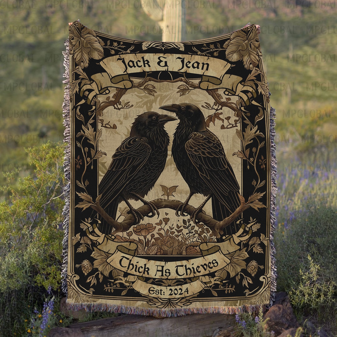 Aesthetic Crows Wedding Custom Blanket, Woodland Ravens His and Her ...