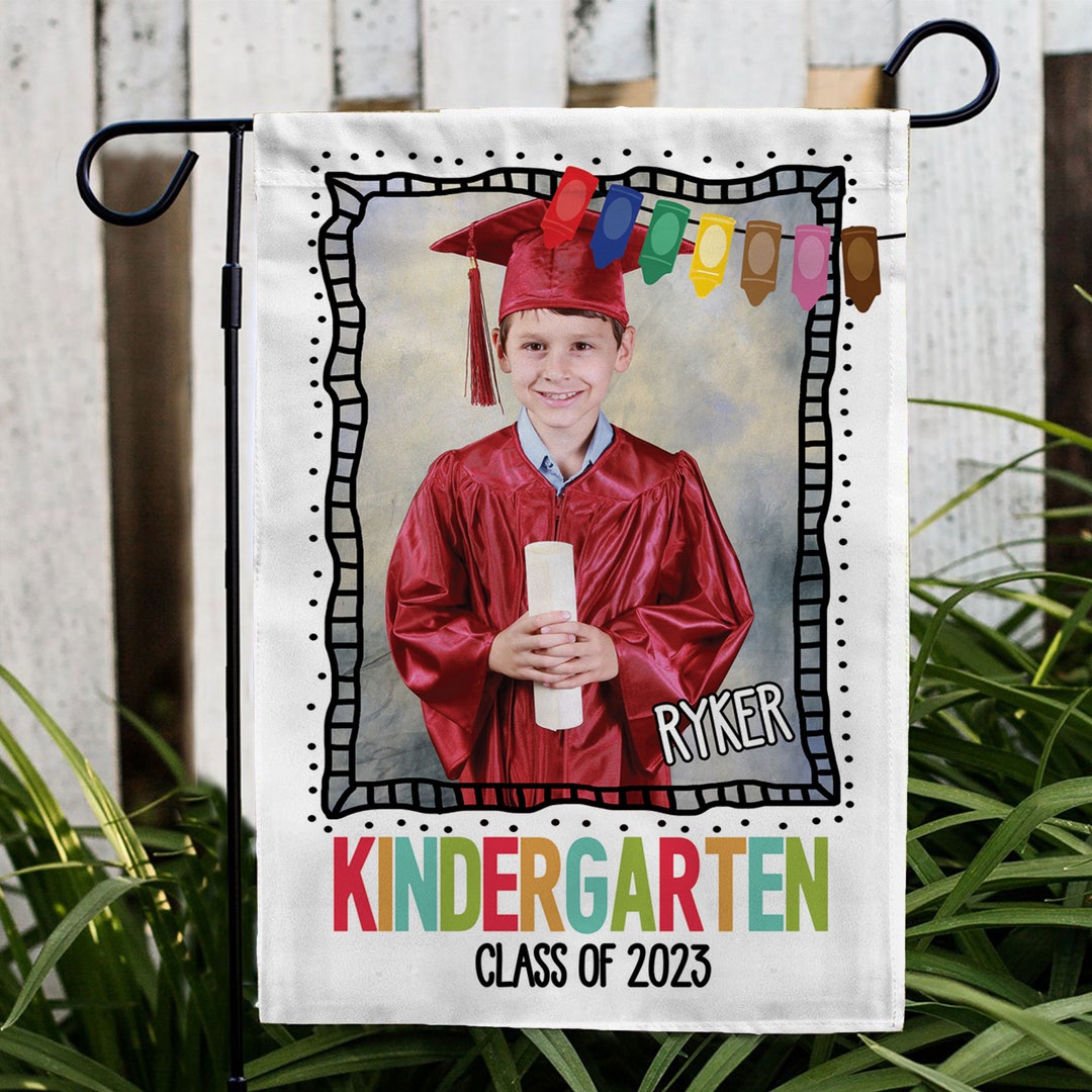 Preschool Kindergarten Graduation Picture Flag, Pre-k Graduate Garden ...