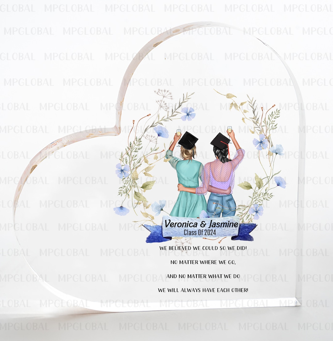 Heart Sisters Graduation Acrylic Plaque, Best Friends Graduation Gifts ...