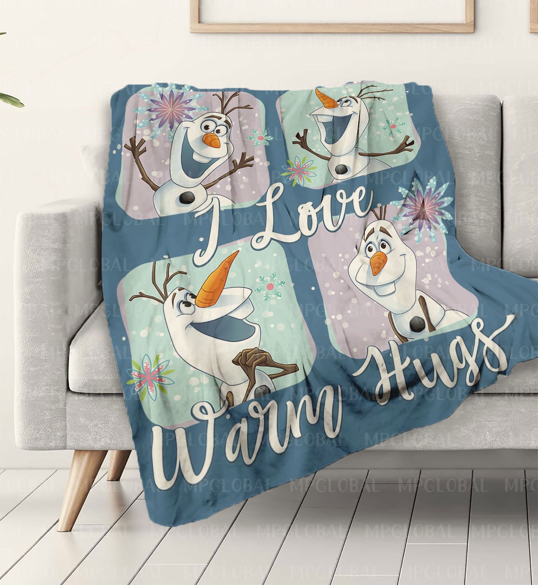 I Love Warm Hug Olaf Blanket, Olaf Frozen Blanket, Snowman Olaf Gifts ...