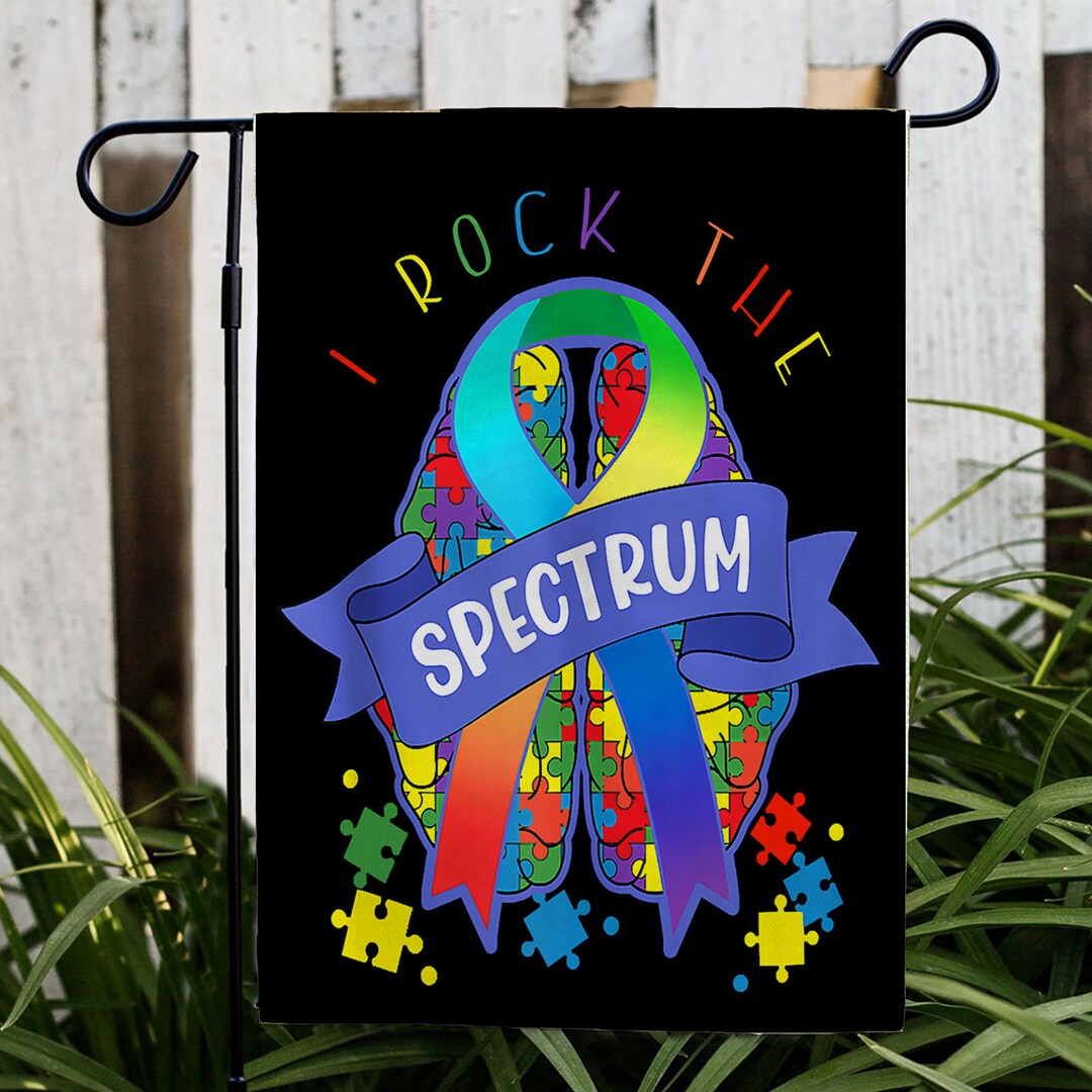 Rock the Spectrum Brain Autistic Flag, Autism Awareness Flag, Neurodiversity Yard Art, Autism ...