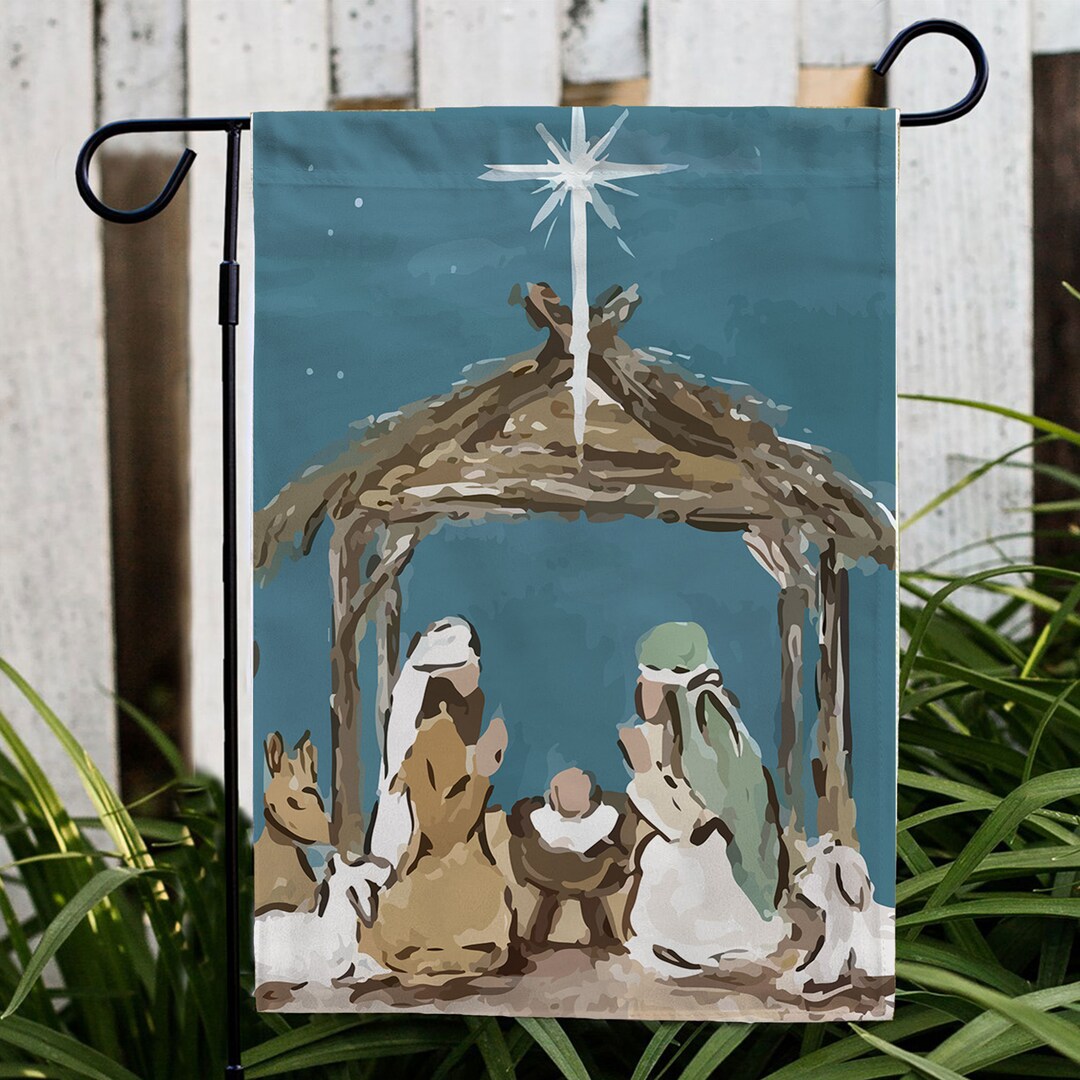 Nativity Scene Garden Flag, Jesus Joy to the World, Christian Outdoor ...
