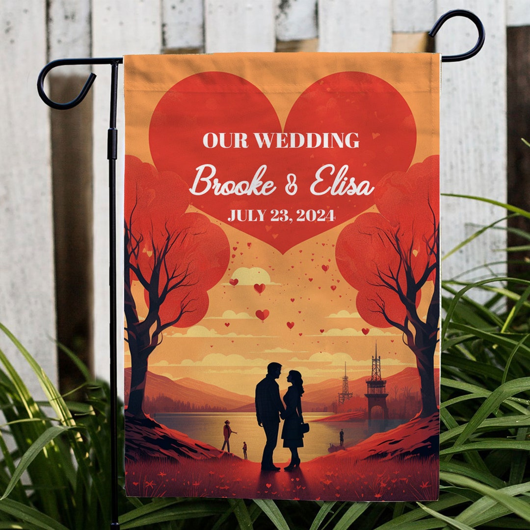 Personalized Wedding Party Flag, Custom Name and Dates Flag, Perfect ...