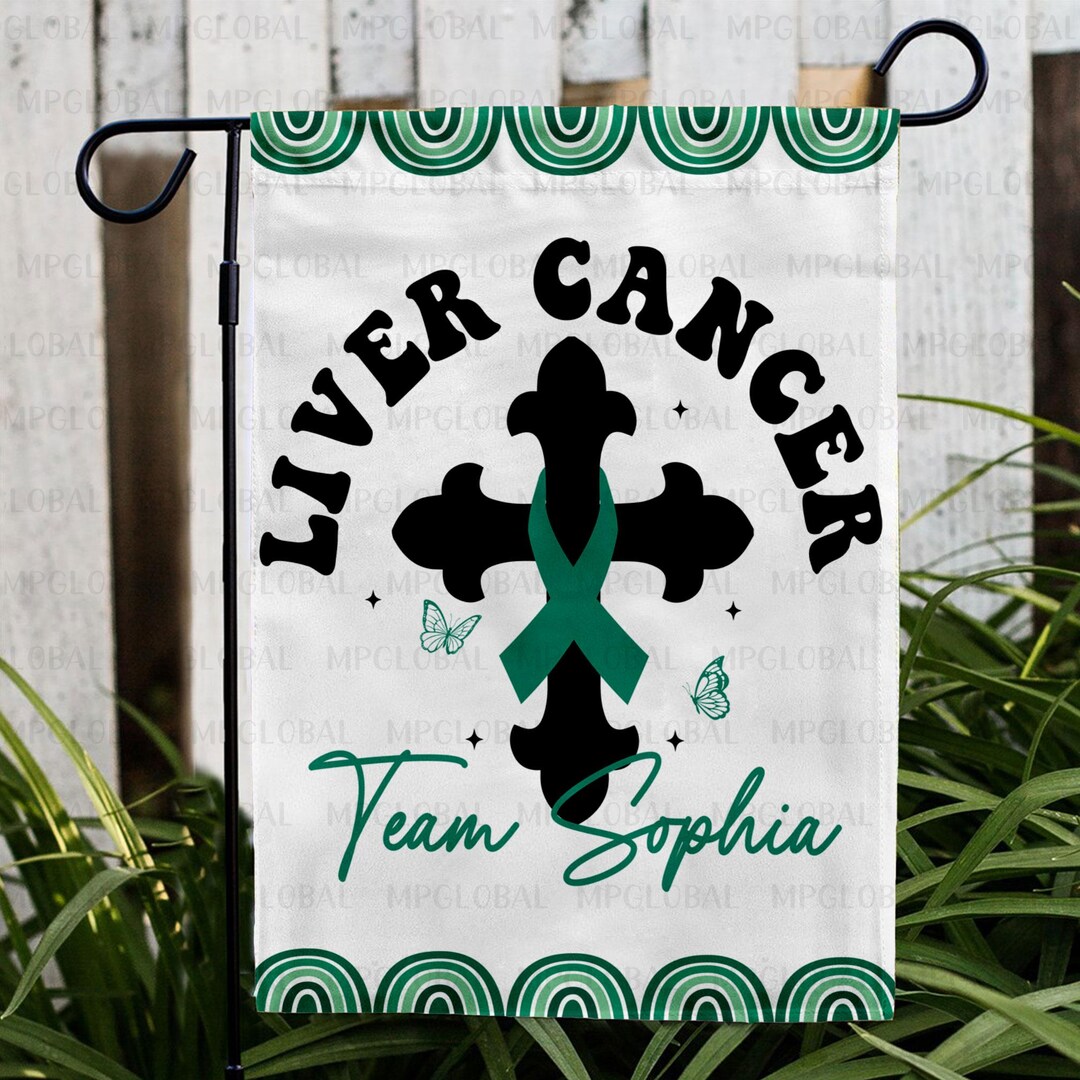 Holy Cross for Liver Cancer Custom Flag, Customize Jesus Cross Green ...