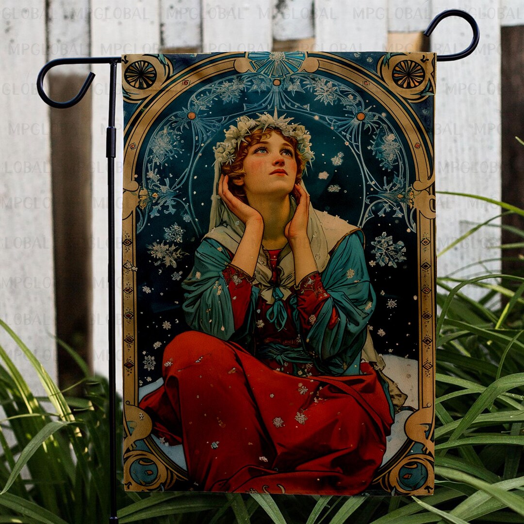 Blessed Virgin Mary Pray for Us Flag, Rustic Nazareth Mary Winter Flag ...